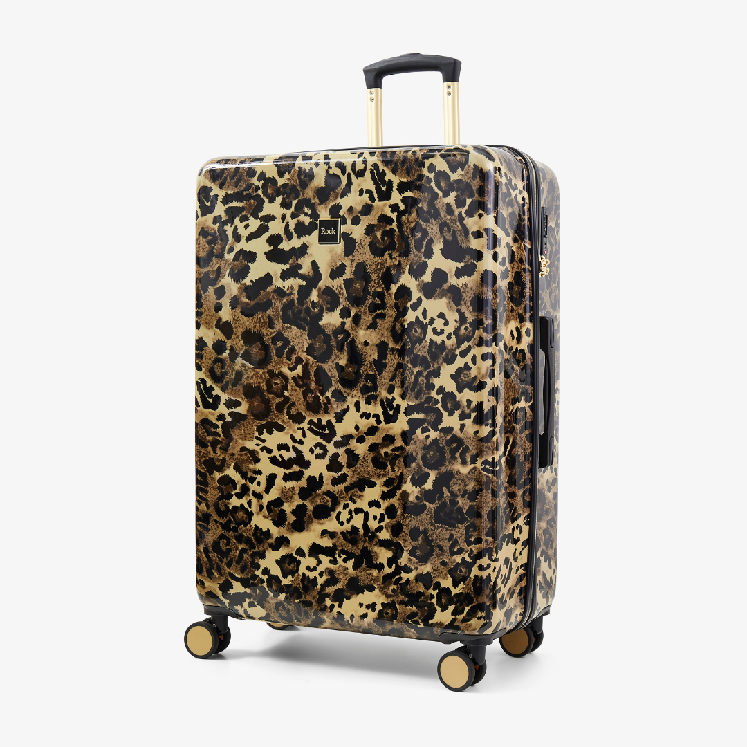 Savannah Large Suitcase | Gold Leopard | Rock Luggage