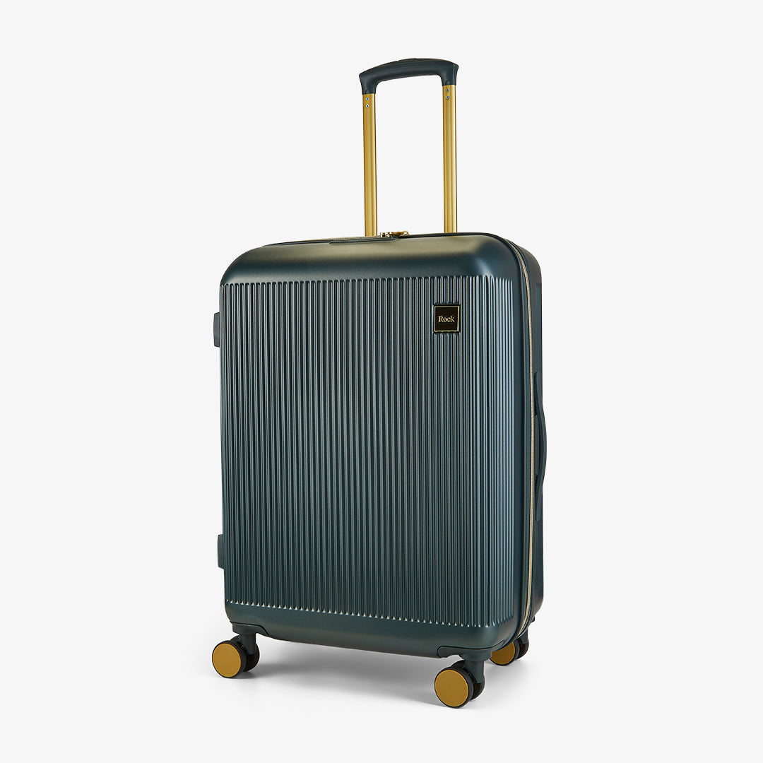 Aria Medium Suitcase | Dark Green + Gold | Rock Luggage