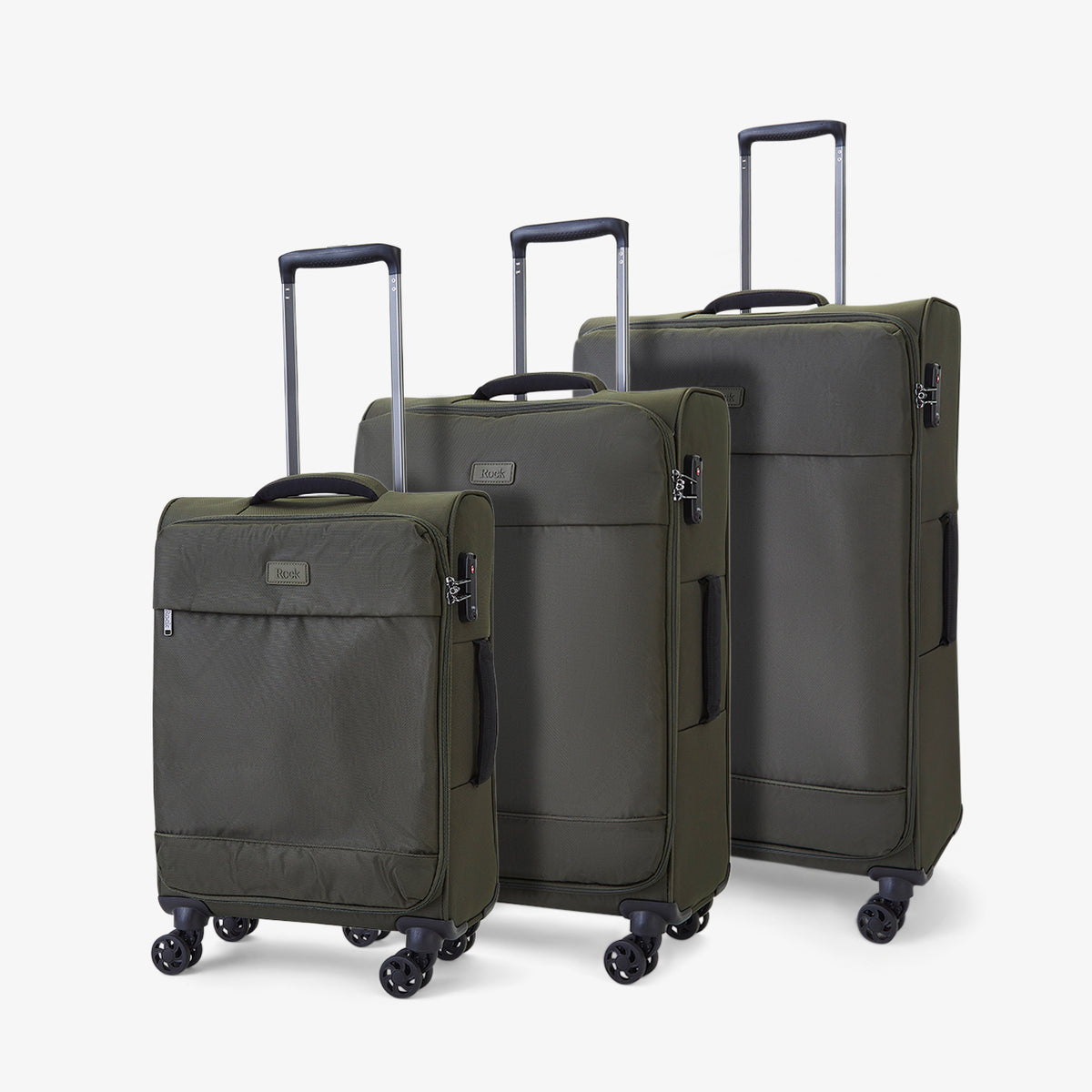 Paris Set of 3 Soft Suitcases | Olive Green | Rock Luggage