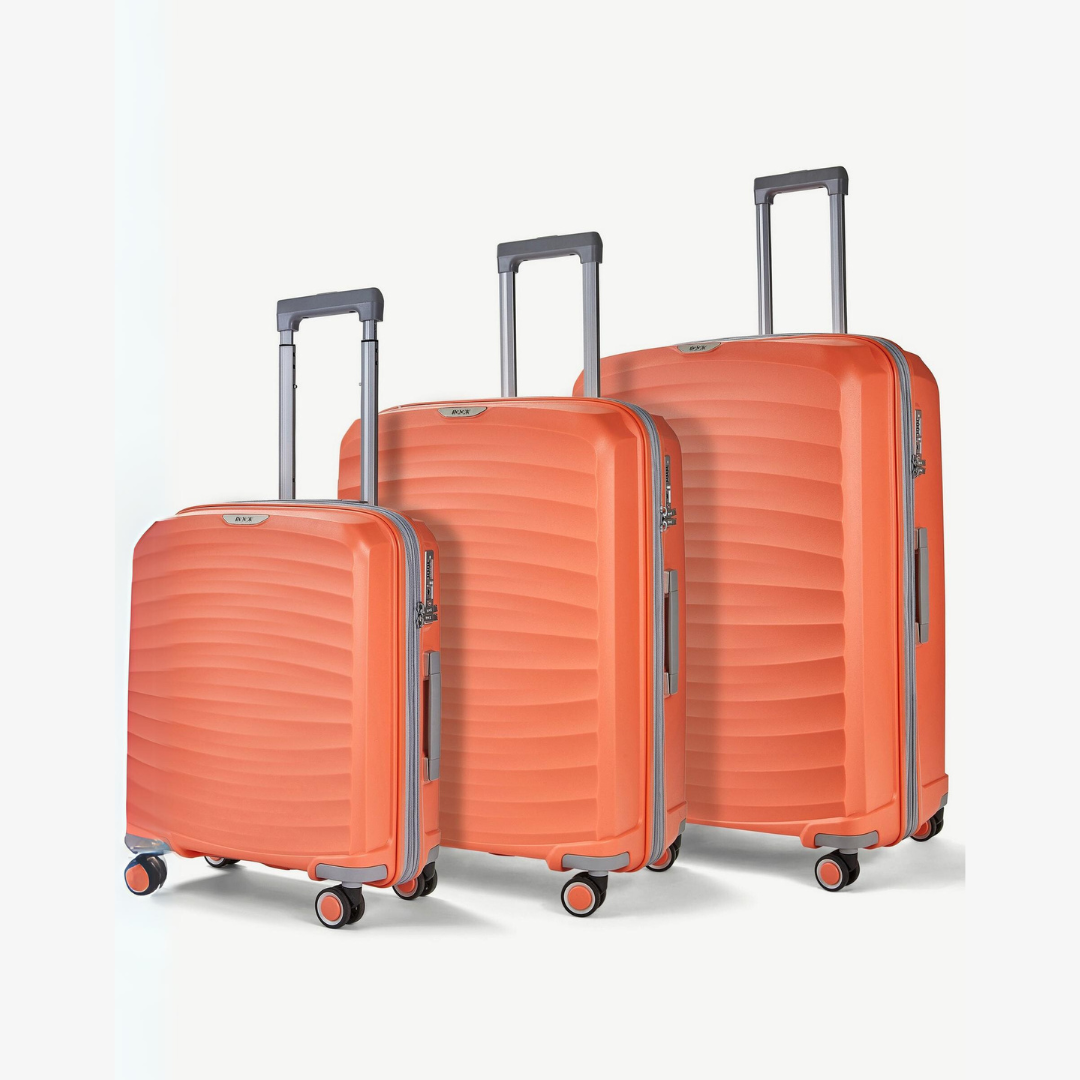 Sunwave Set of 3 Colourful Suitcases | Peach | Rock Luggage