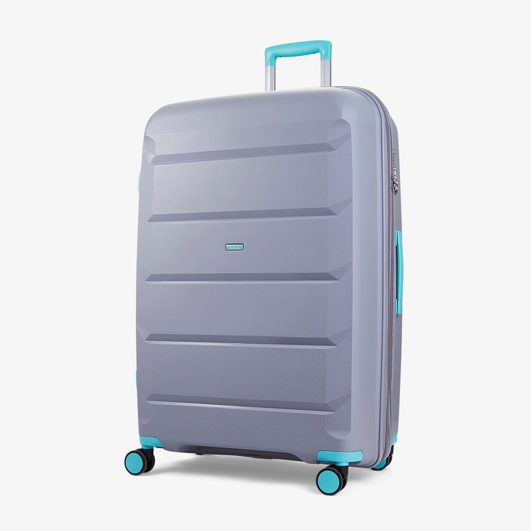Tulum Large Pastel Suitcase | Grey + Aqua | Rock Luggage