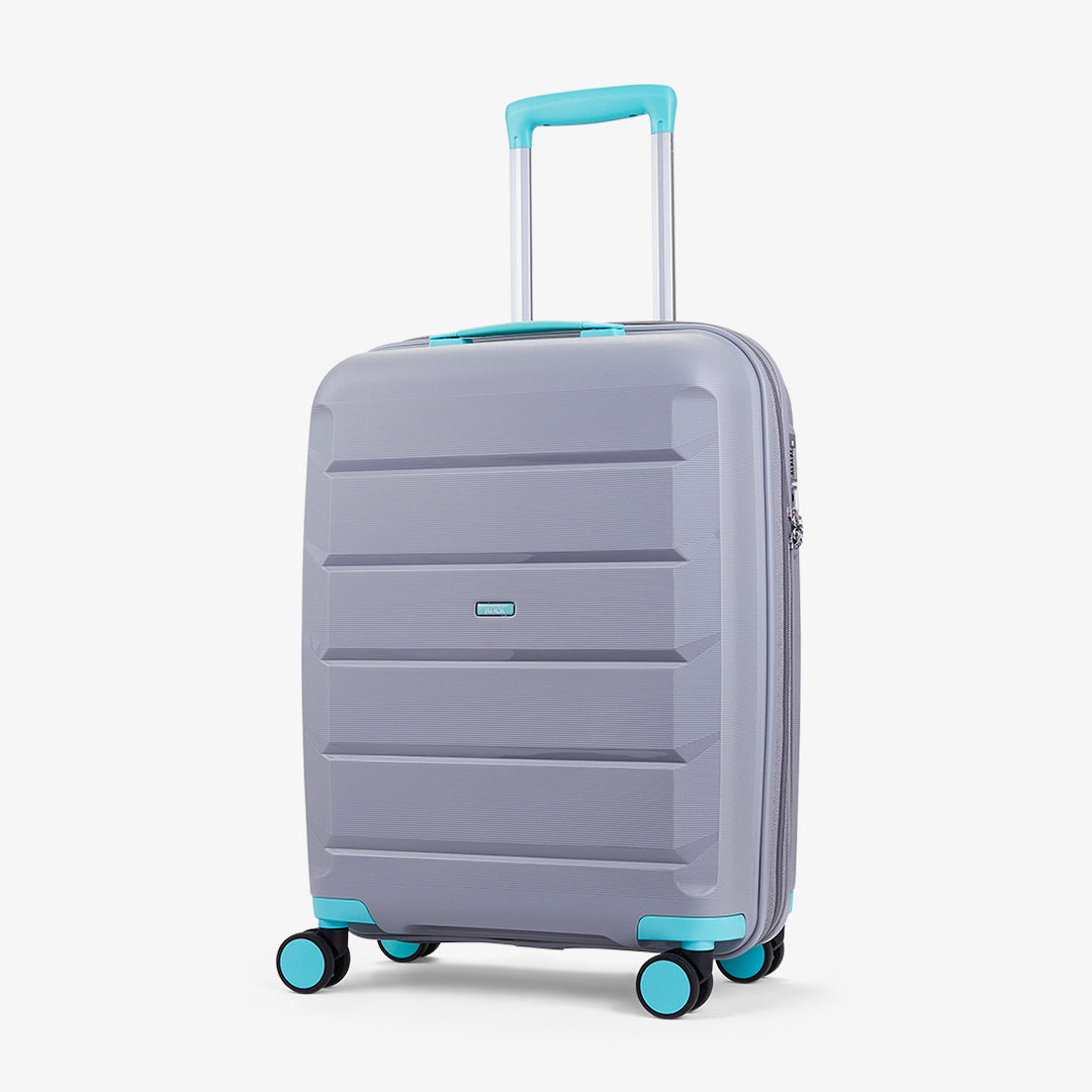 Tulum Small Suitcase | Grey/Aqua | Rock Luggage