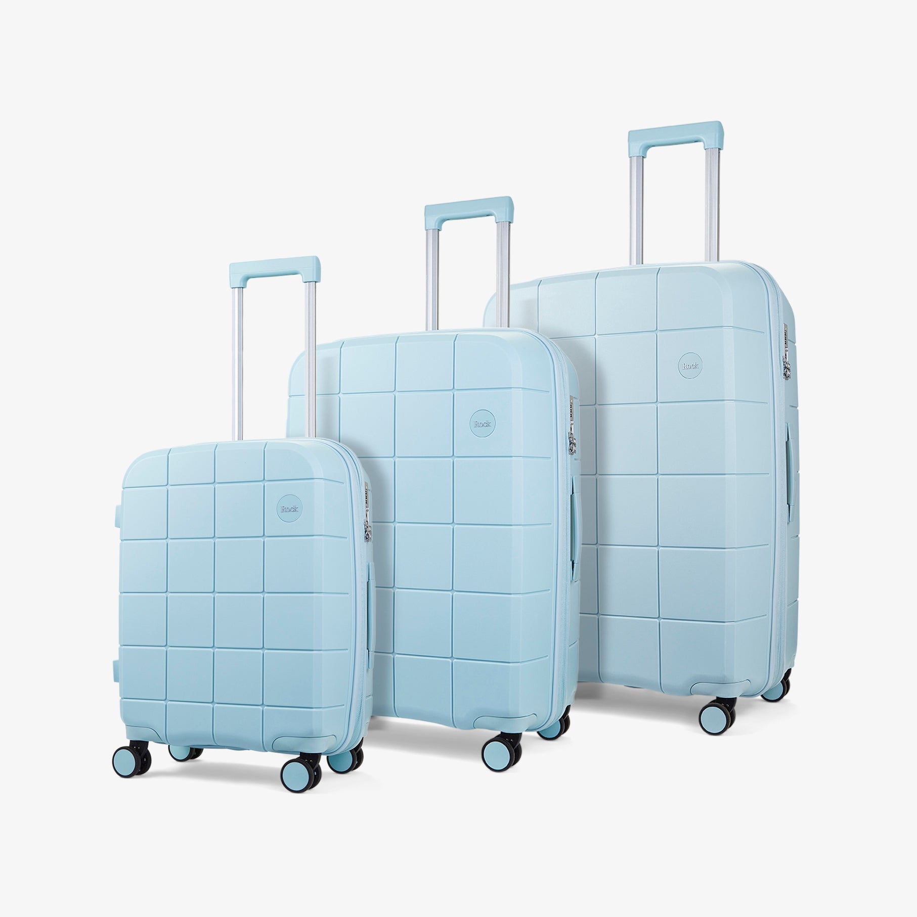 Pixel Set of 3 Suitcase | Pastel Blue | Rock Luggage