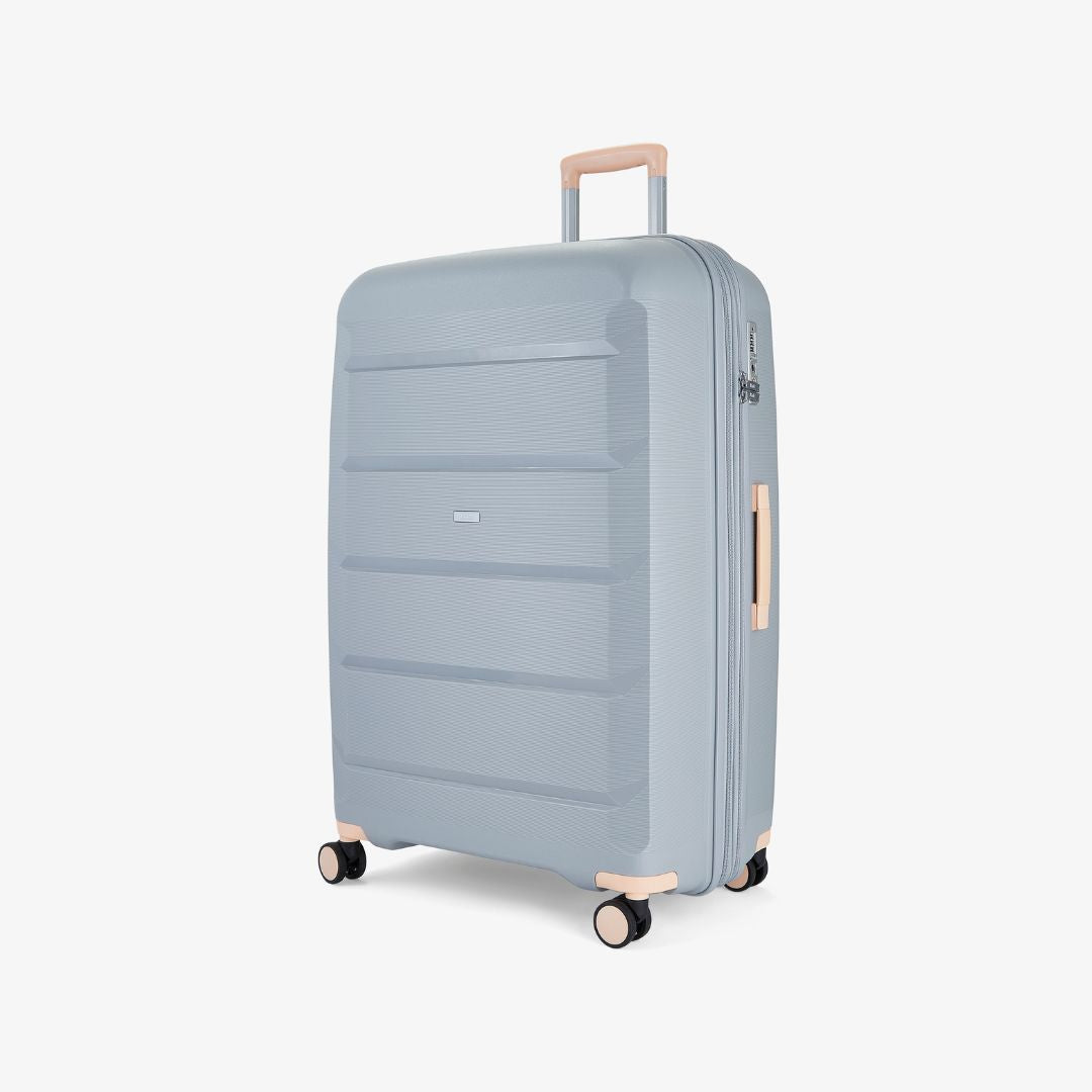 Tulum Large Pastel Suitcase | Grey + Peach | Rock Luggage