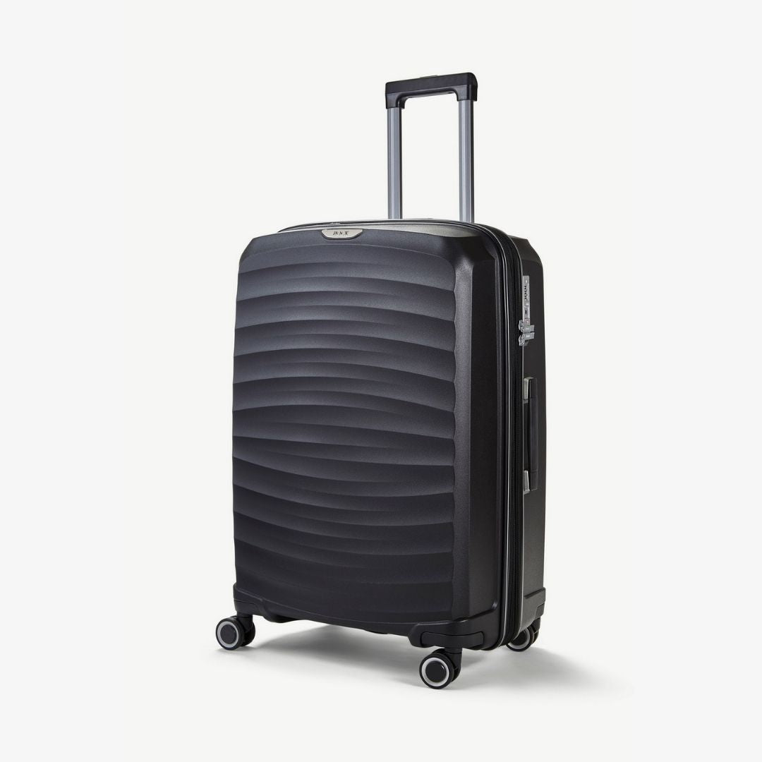 Sunwave Medium Colourful Suitcase | Black | Rock Luggage