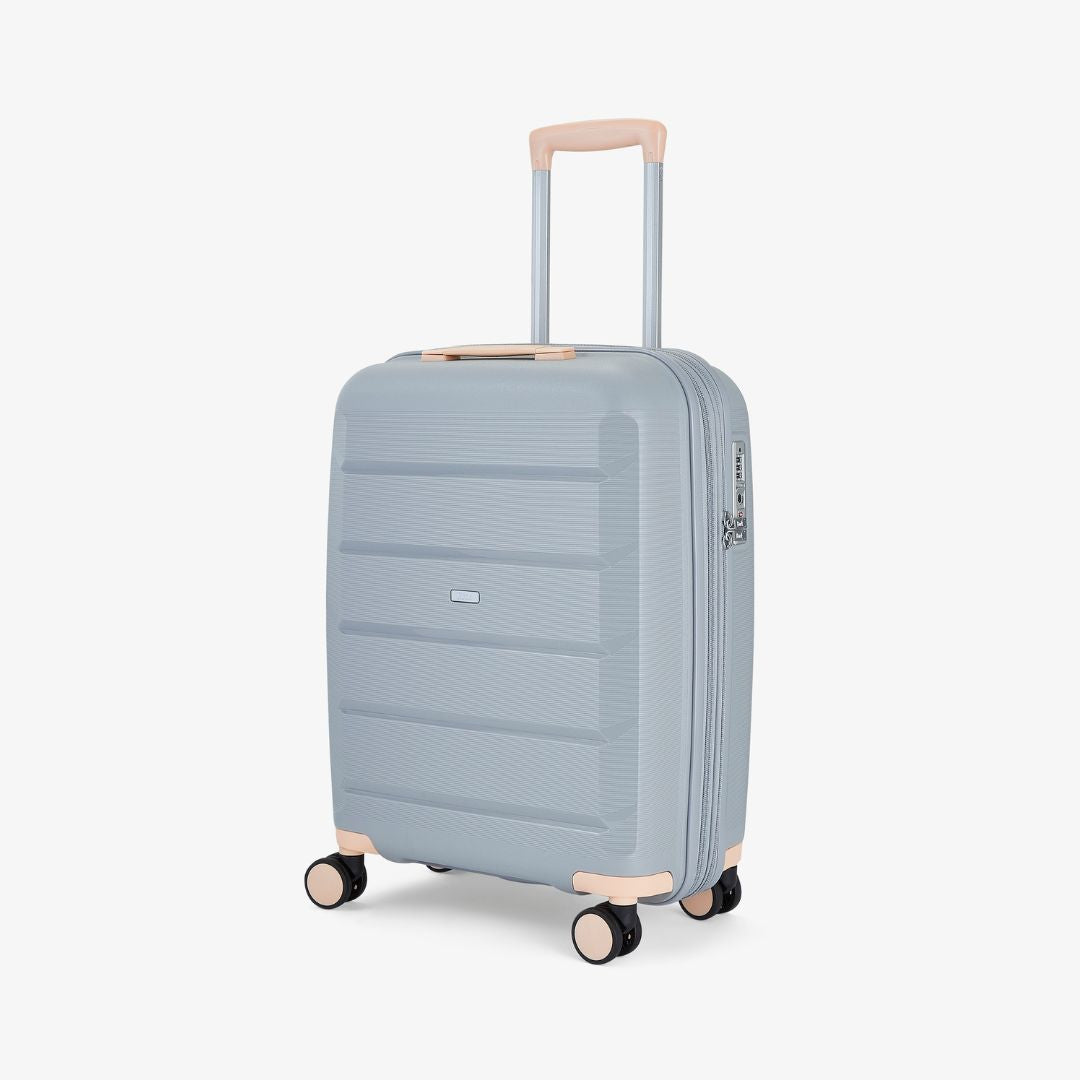 Tulum Small Pastel Suitcase | Grey + Peach | Rock Luggage
